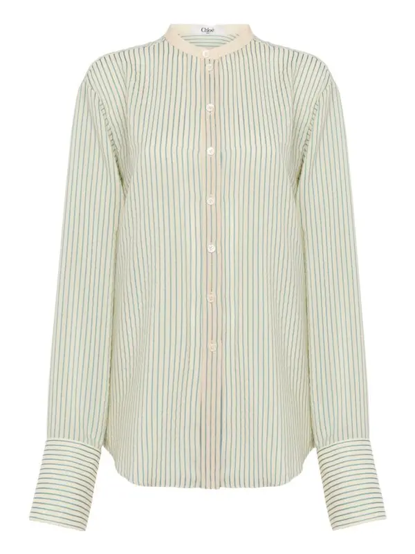 Chloé Striped Long Sleeve Blouse - Blue-white