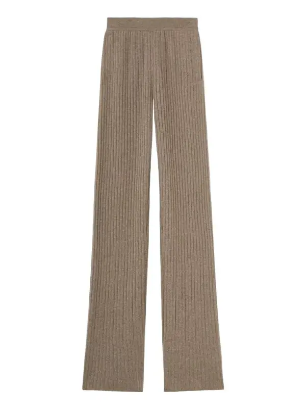 Loro Piana Baby Coste Ribbed Knit Wide-leg Trousers - Vintage Brown