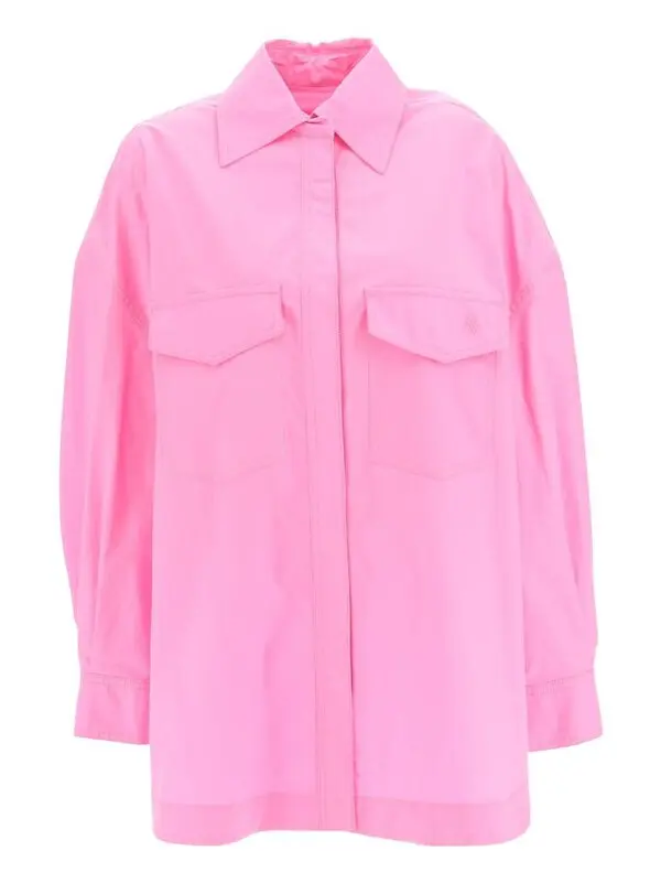 Attico Elaine Long Sleeve Shirt With Logo Embroidery - Pink