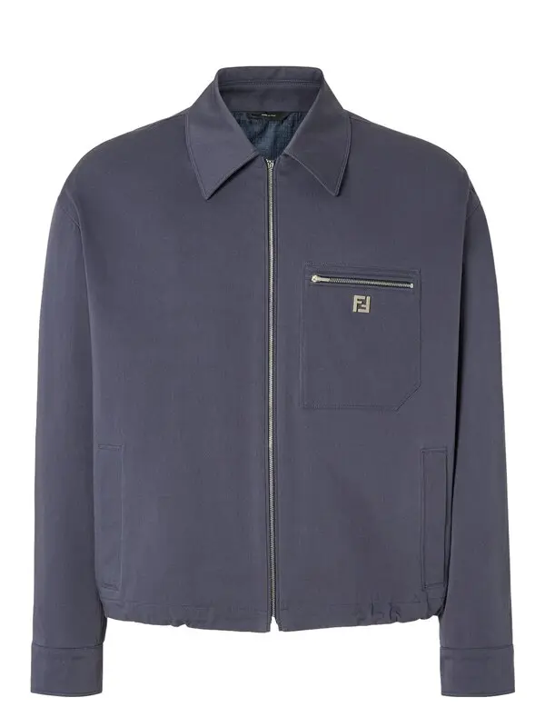 Fendi Ff Logo Plaque Zip-up Blouson - Blue