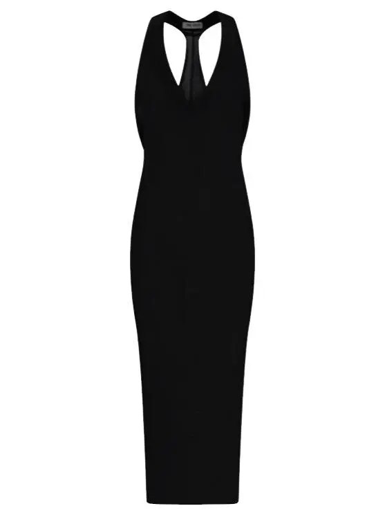 Attico Plunging V-neck Maxi Dress - Black