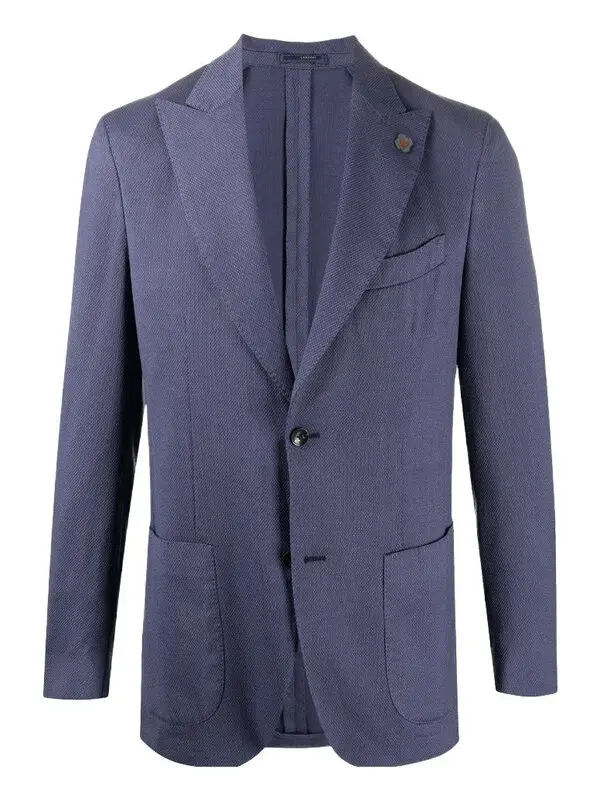 LARDINI Long Sleeved Suit Jacket - Blue