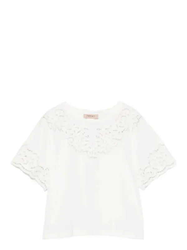 TWINSET Broderie Anglaise Knit Top - White