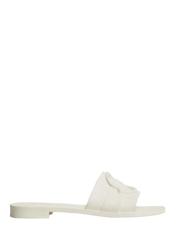 Moncler Logo Detailed Flat Slides - White