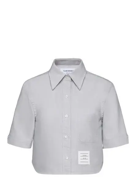 Thom Browne Oxford Short-sleeve Shirt - Medium Gray