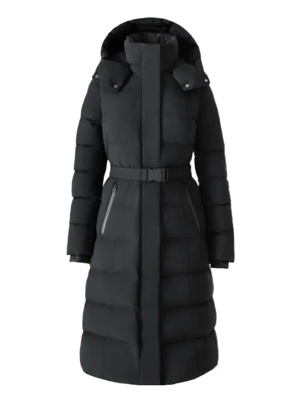 Mackage Coralia-city Recycled Down Coat With Storm Visor And Belt - Black