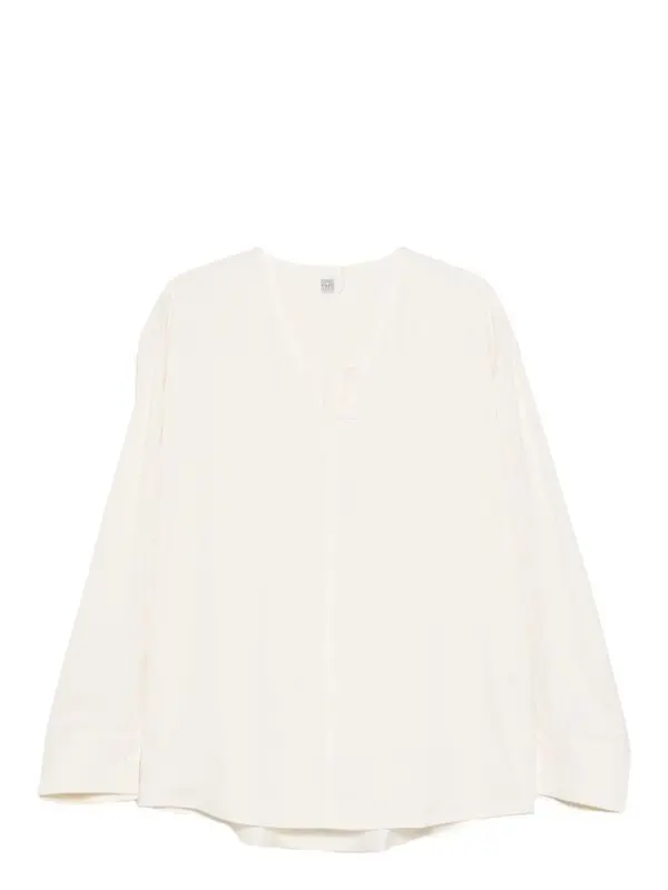 TOTEME V-neck Long Sleeve Blouse - White