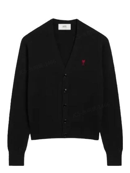 AMI Paris Logo Embroidered V-neck Cardigan - No