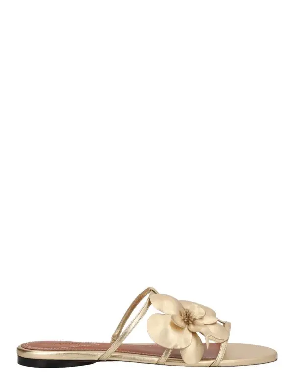 Zimmermann Orchid Embellished Flat Slides - Golden