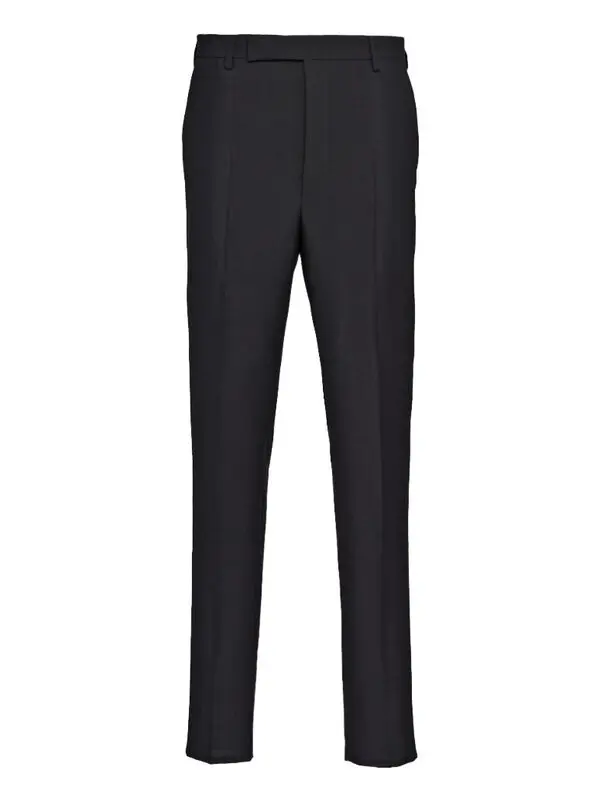 Prada Stripe-detailed Tailored Mohair And Wool Trousers - Black