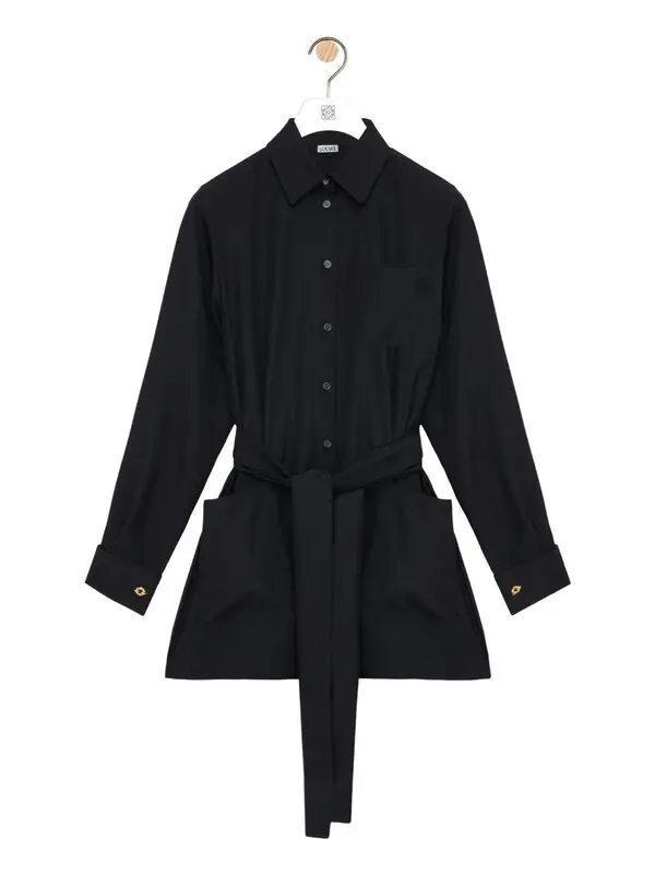 Loewe Belted Blouse With Donut Chain Cuff Links - Black