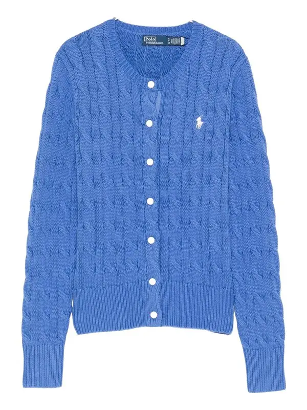Polo Ralph Lauren Cable Knit Logo Cardigan - Blue
