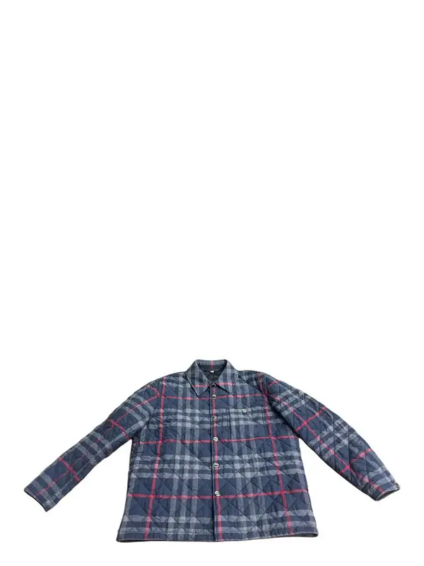 Burberry Quilted Plaid Long Sleeve Jacket - Dark-blue