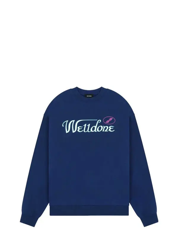 We11Done Logo Print Cotton Sweatshirt - Blue