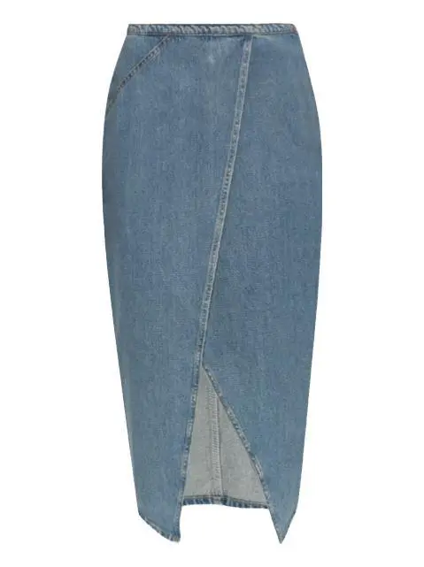 IRO PARIS Denim Midi Skirt With Front Slits - Blue