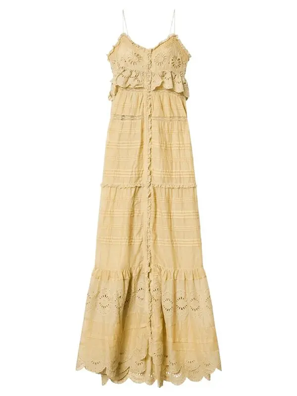 Isabel Marant Étoile Paule Floral Lace Maxi Dress - Light Ochre