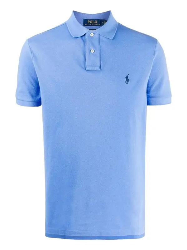Polo Ralph Lauren Logo Embroidered Short-sleeved Polo Shirt - Blue
