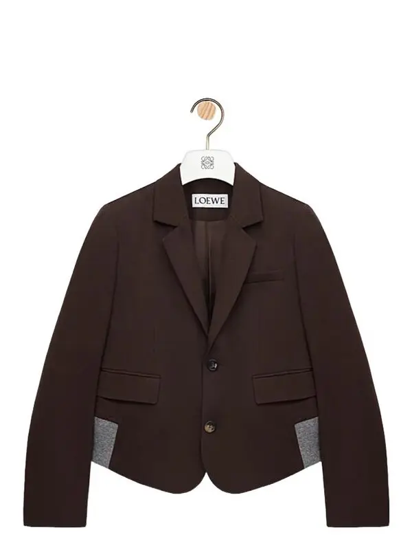 Loewe Single-breasted Cropped Jacket With Elasticated Back Hem - Brown