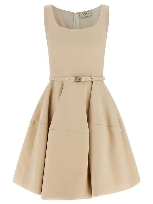 Fendi Belted Waist Sleeveless Mini Dress - Nude
