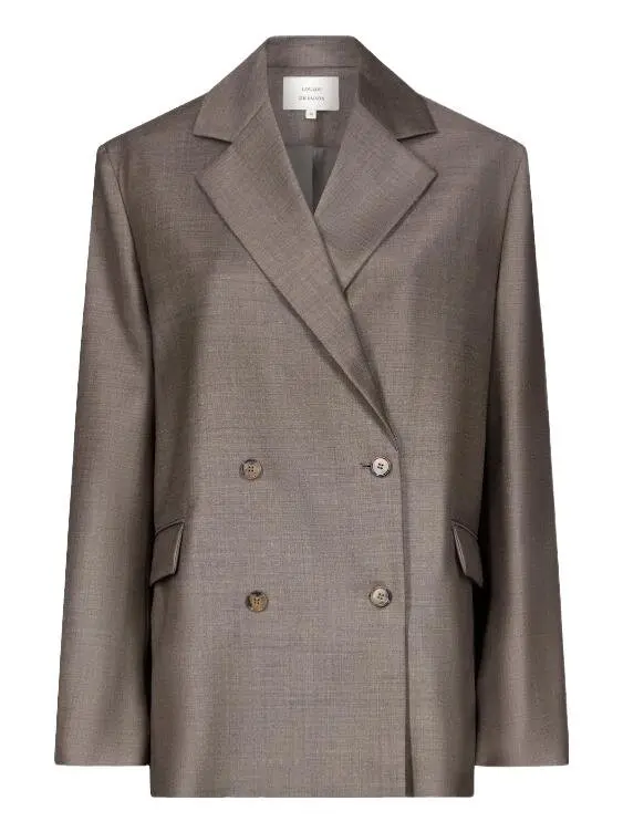 Loulou De Saison Donau Double-breasted Blazer In Super 120s Virgin Wool - Dark Brown Melange