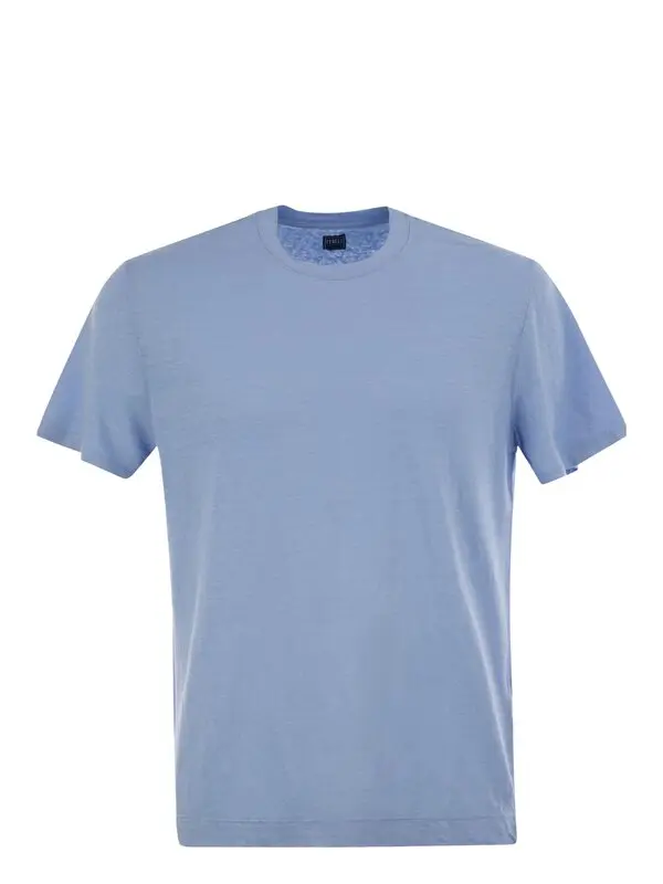 Fedeli Stretch Linen T-shirt - Blue