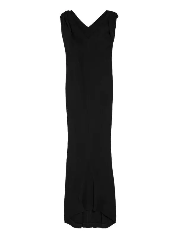 Balenciaga Long Sack Dress In Silk And Wool Crepe - Black