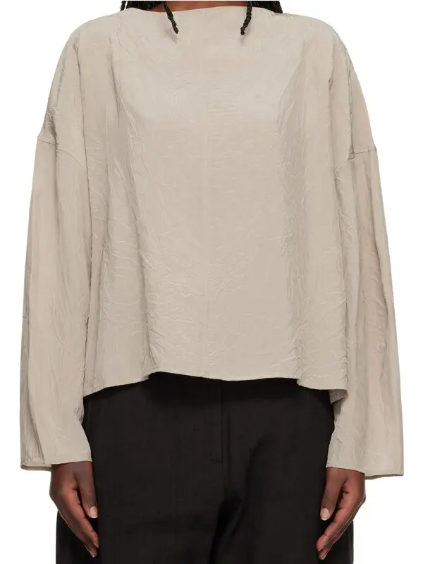 Studio Nicholson Long Sleeve Boxy Top - Nude