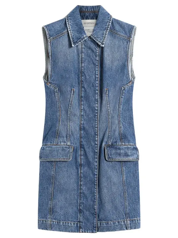 Sportmax Carabo Sleeveless Denim Mini Dress - Navy Blue