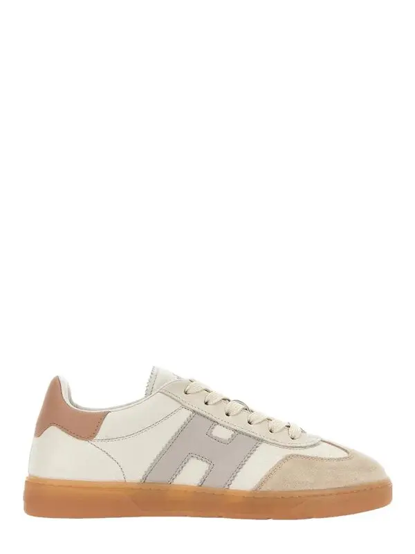 Hogan Round Toe Lace Up Sneakers - Gray Pink Ivory