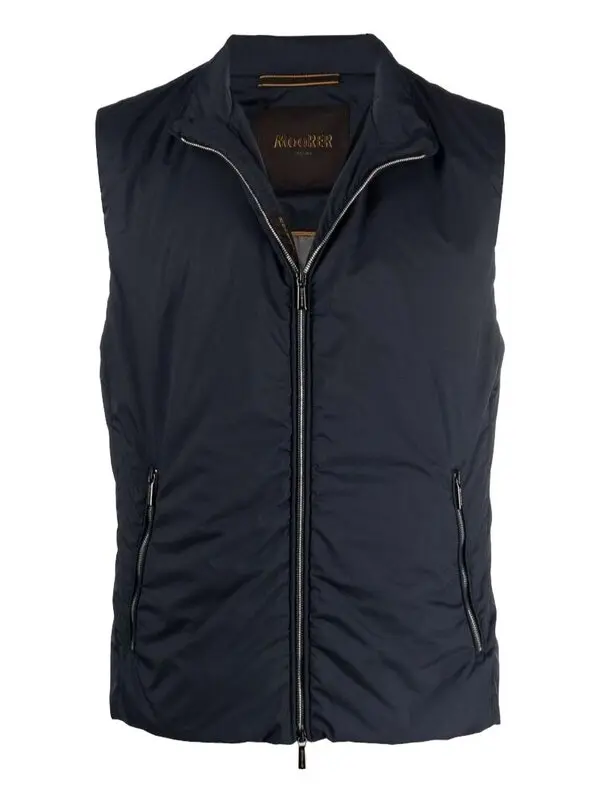 MOORER High-necked Zip-up Vest - Navy