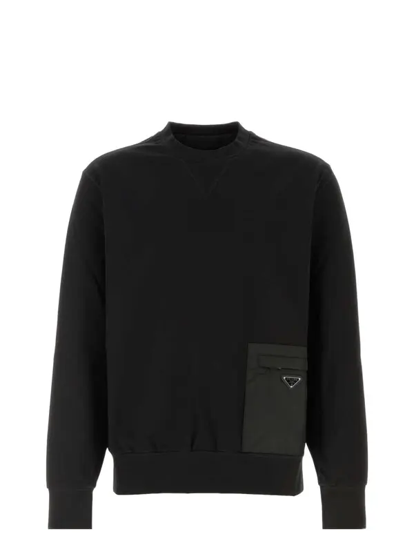 Prada Triangle-logo Crewneck Sweatshirt - Black