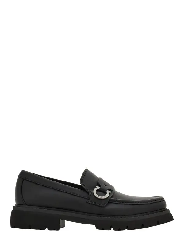 FERRAGAMO Gancini Ornament Loafers - Black