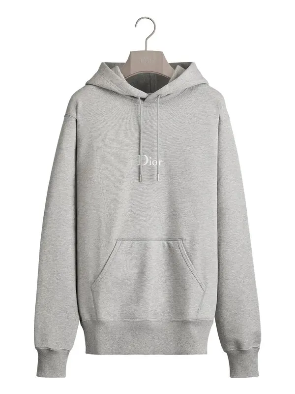 Dior Embroidered Hooded Sweatshirt - Gray