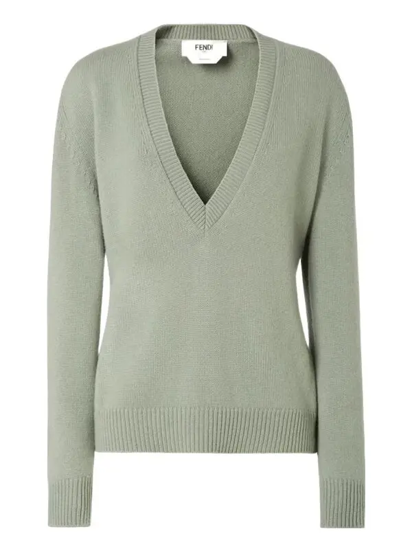 Fendi V-neck Cashmere Jumper - Green