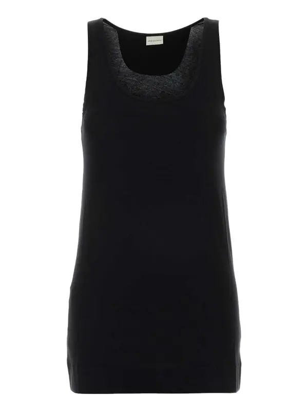 Dries Van Noten Scoop Neck Tank Top - Black