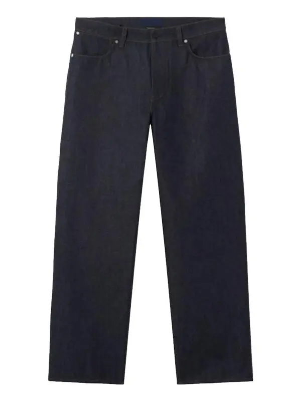 Stone Island Straight Leg Jeans With Logo Patch - Blue Raw