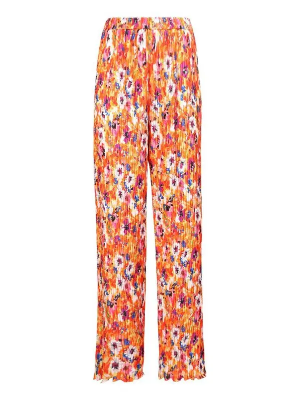 MSGM Floral Printed Pleated Trousers - Orange
