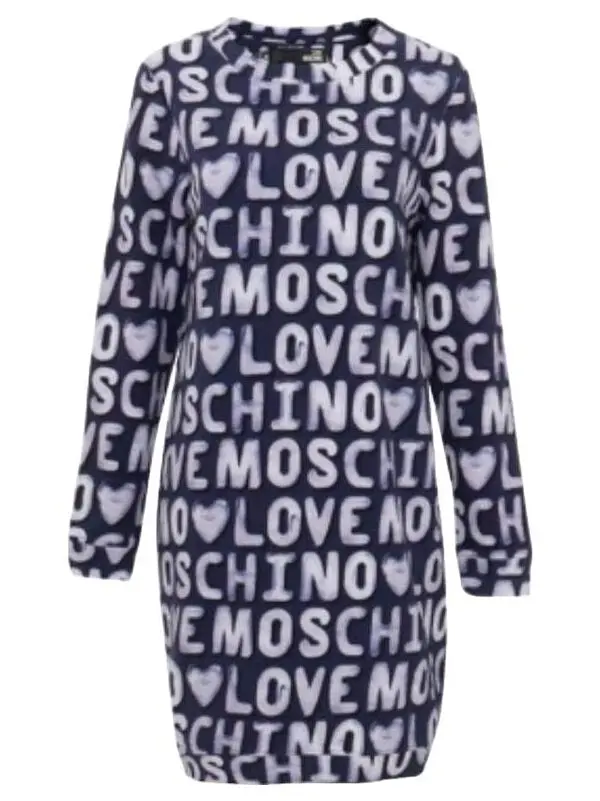Moschino Printed Long Sleeve Dress - Black
