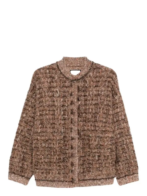 Bruno Manetti Metallic Thread Cable Knit Cardigan - Brown