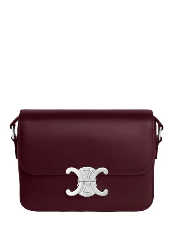Celine Teen Triomphe Bag In Shiny Calfskin - Dark Burgundy