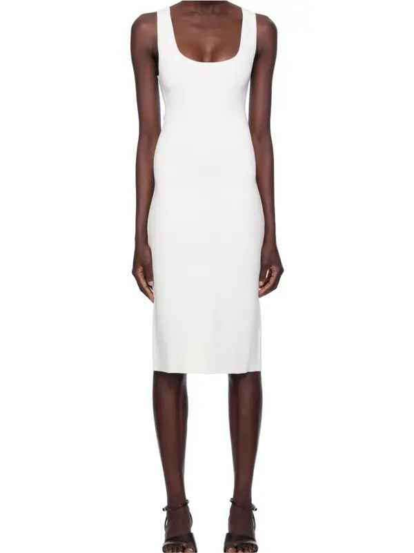 TOTEME Sleeveless Midi Dress With Scoop Neck - White