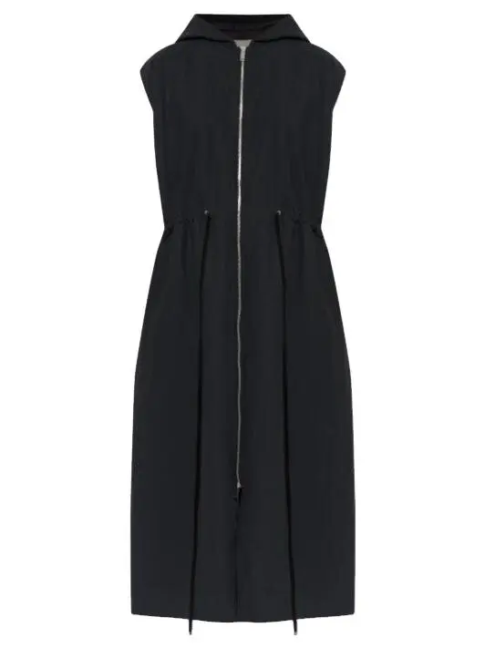 Studio Nicholson Sleeveless Hooded Midi Dress With Drawstring Waist - Black