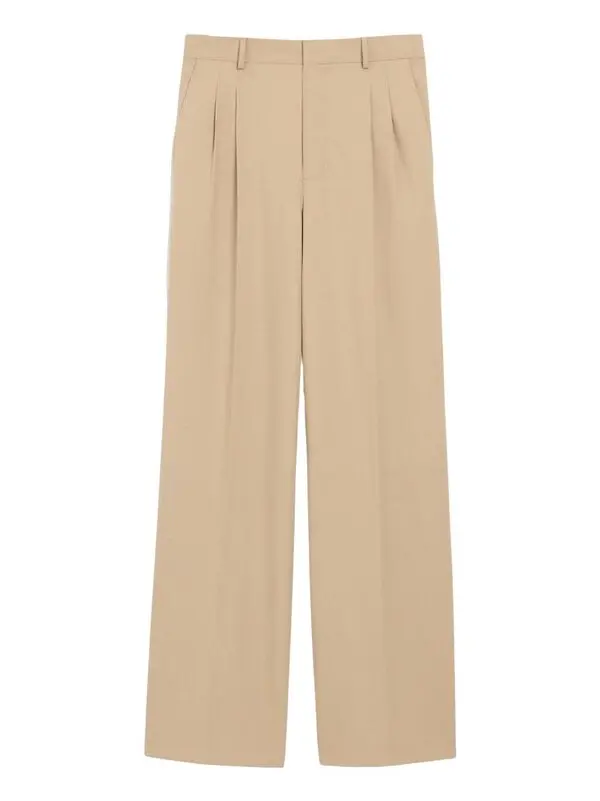 Ami Low Waist Wide Leg Pleated Trousers - Taupe