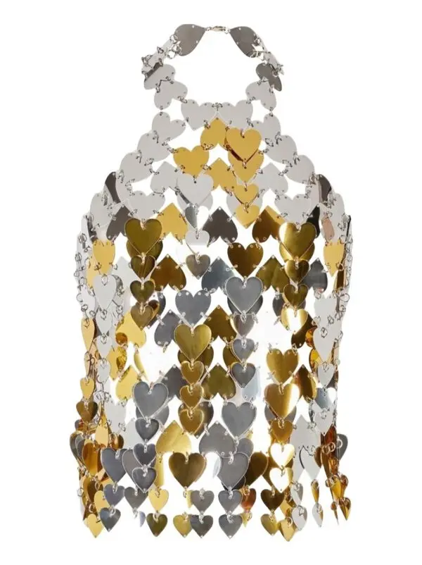 Rabanne Heart Paillette Halterneck Top - Multicolor