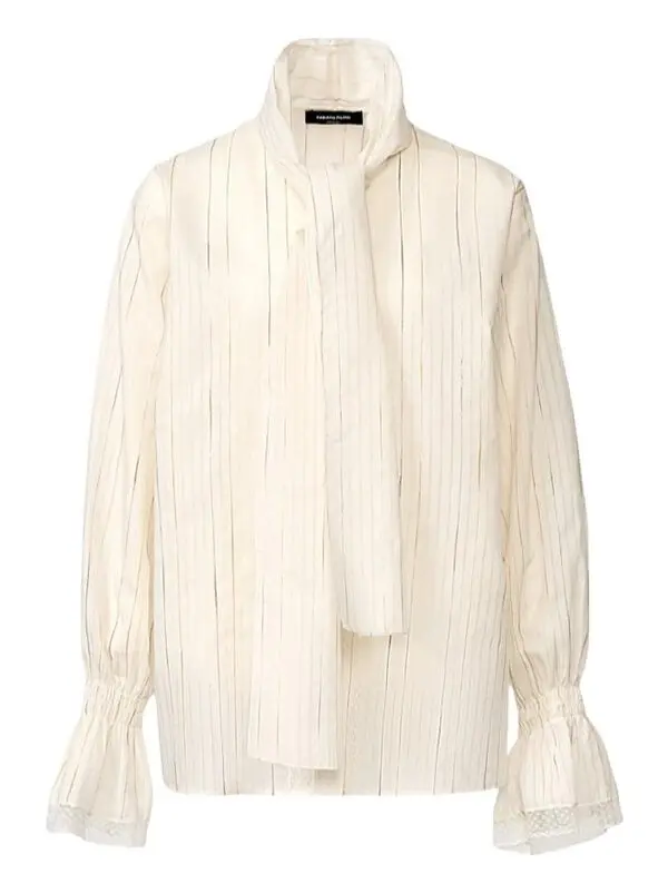 Fabiana Filippi Striped Lace-trim Shirt - White