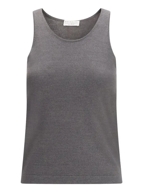Brunello Cucinelli Sleeveless Scoop Neck Tank Top - Black