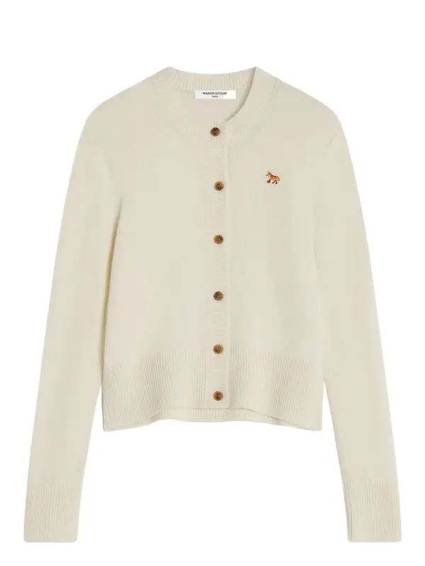 Maison Kitsuné Baby Fox Fitted Cardigan - White