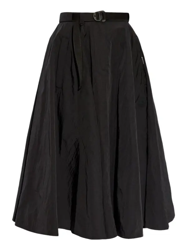 Moncler Belted Flared Midi Skirt - Black