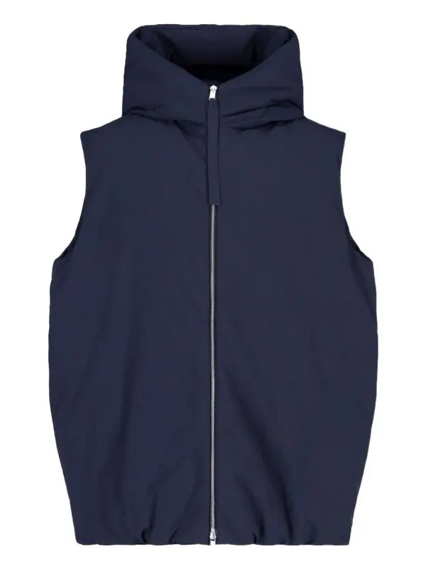 JIL SANDER Zip-up Hooded Vest - Blue
