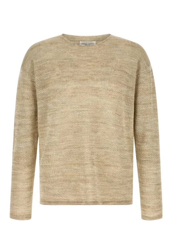 ROBERTO COLLINA Mouliné Knit Crew Sweater - Beige